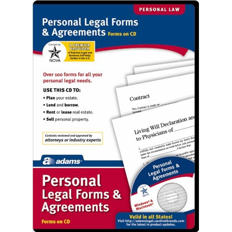 Adams Personal Legal Forms and Agreements, Downloadable Product Details ...