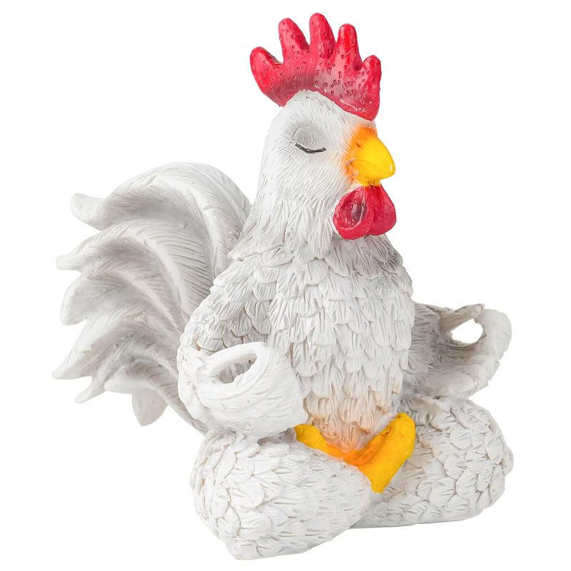 BUBUHSHM White Rooster Figurine Garden Statues –Resin Chicken Ornaments ...