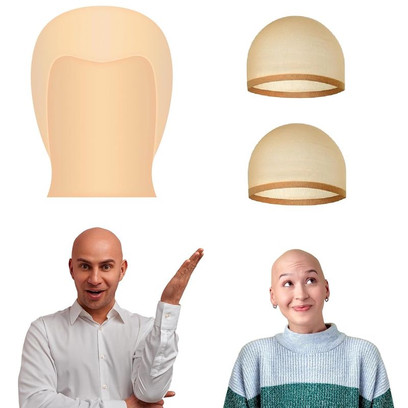 PLULON 3 Pcs Bald Cap Latex Bald Caps for Costumes Cosplay Makeup Bald ...