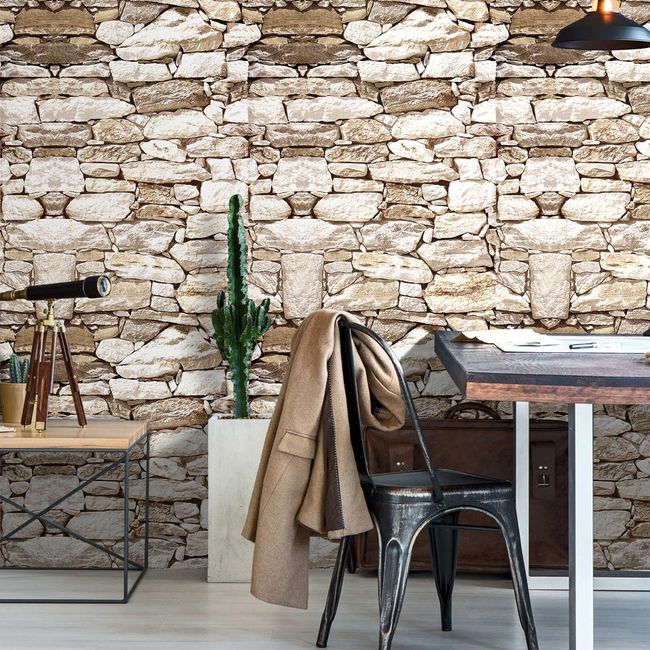 Faux Stone Wallpaper Textured