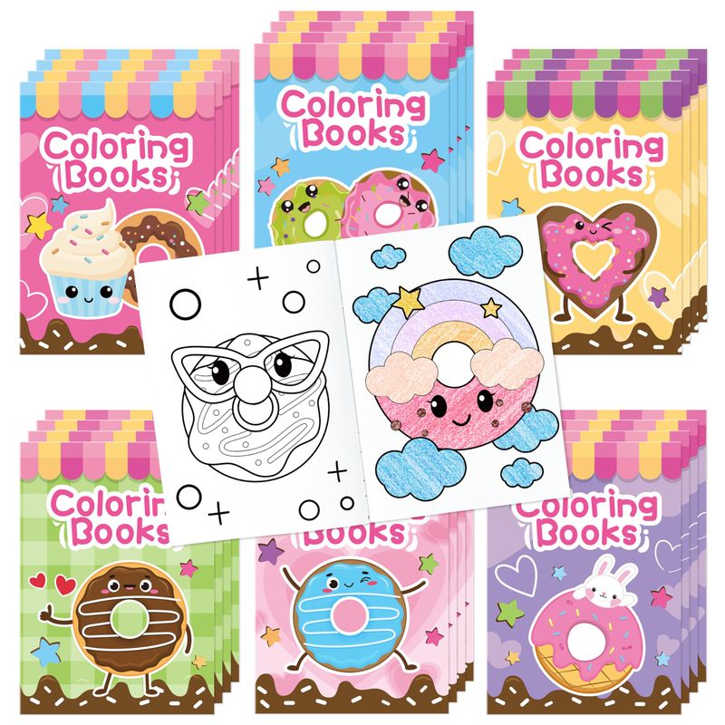 X1zuue 24Pcs Donut Coloring Books for Kids Bulk Cute Mini Coloring ...