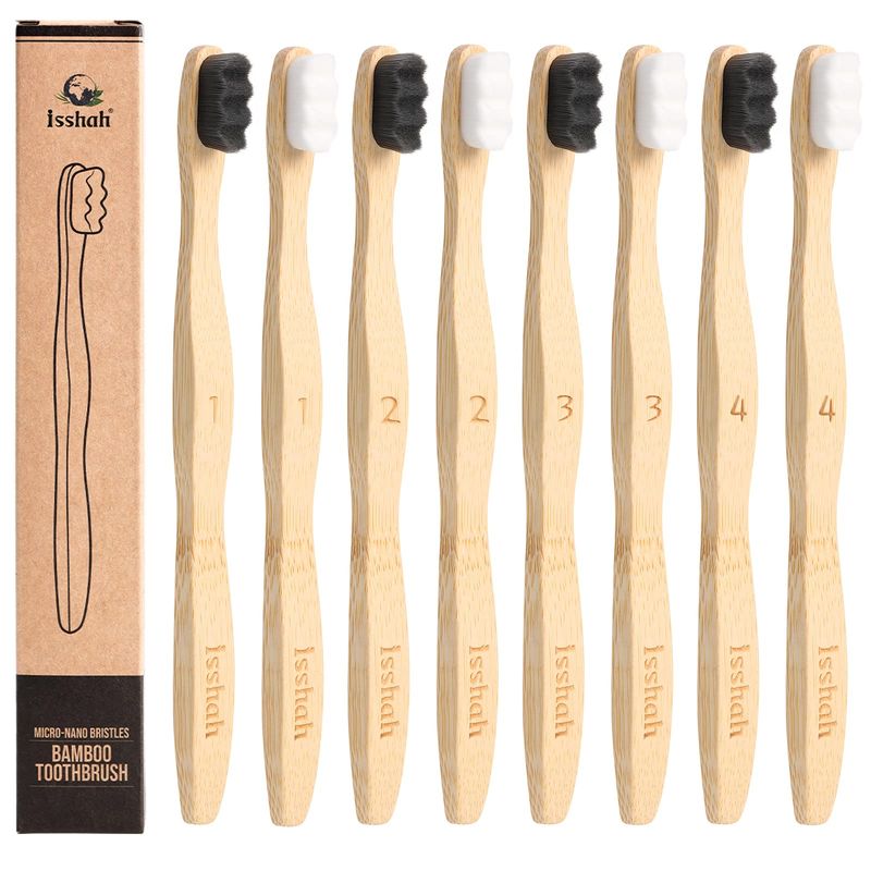 Isshah Extra Soft Bamboo Toothbrush, Micro Nano 20,000 Bristles ...