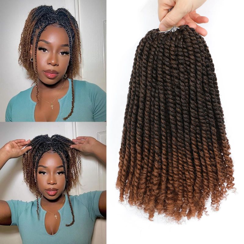 LPARMJIT Micro Twist Crochet Hair 8 Inch Pre-Looped Curly Mini Passion ...