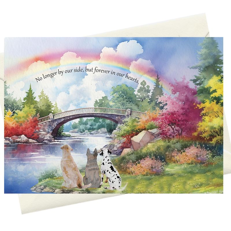 PureRejuva Loss of Dog Sympathy Card - Watercolor Rainbow Bridge Card ...