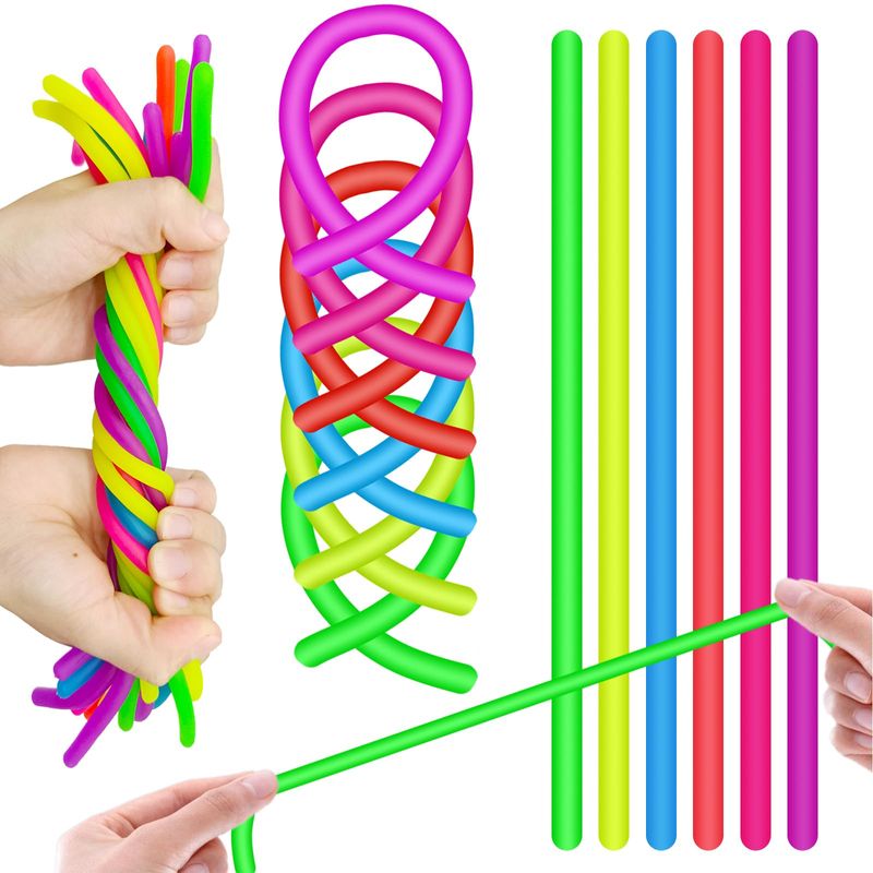 84Pcs Colorful Fidget Noodles Toys Squeeze Release Anxiety for Kids and ...