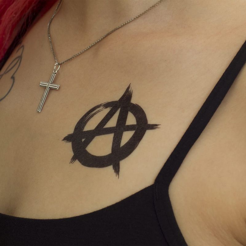 10 x anarchy tattoos, anarchism symbol in black, temporary body tattoo ...