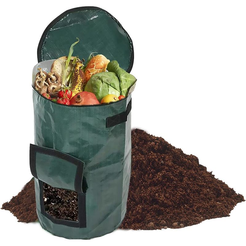 34 Gallon Garden Compost Bin Bag, Reusable Organic Fertilizer Fermented ...