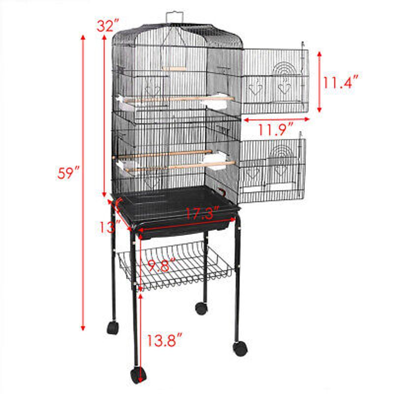 59''H Large Cockatiel Wooden Bridge Canary Play Top Cage Bird CageW/4 ...