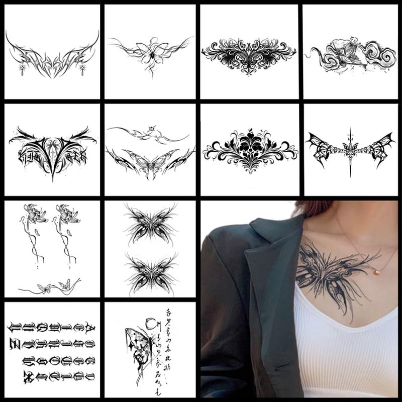 Temporary Tattoos Adult 12 Sheets Sexy Temporary Tattoos for Women Semi ...