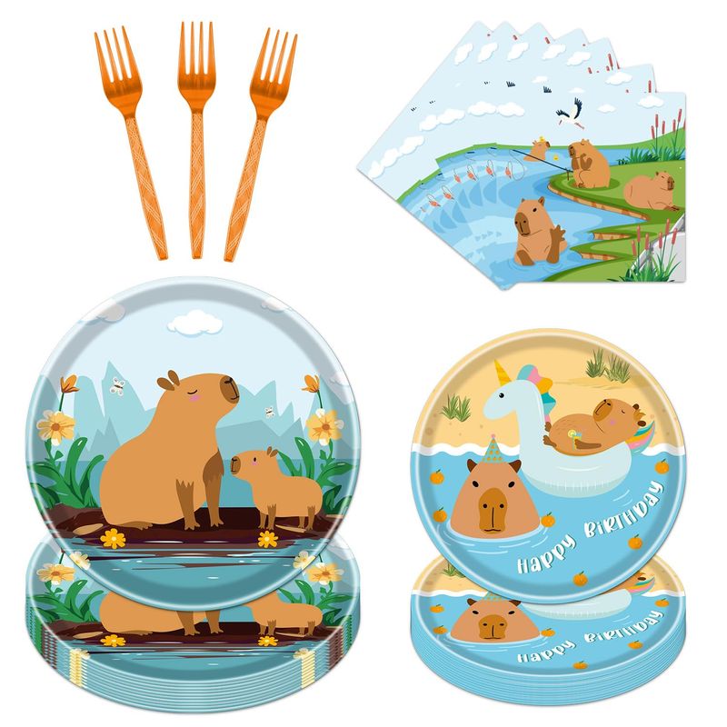 Rakuto Capybara Birthday Party Decorations - 96PCS Capybara Plates and ...