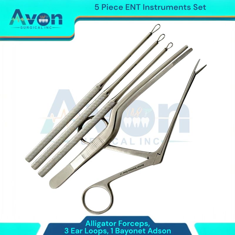 Ear Wax & Foreign Object Removal Kit-Alligator Forceps, Bayonet Adson ...