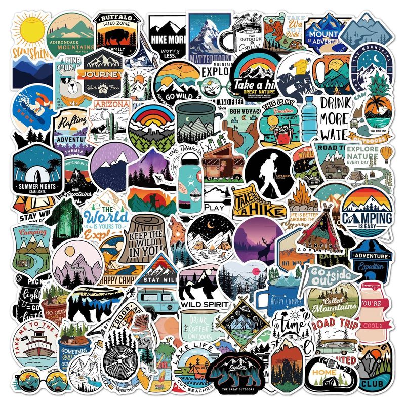 Zutena 100pcs Camping Stickers for Water Bottles Cars Trucks Backpack ...