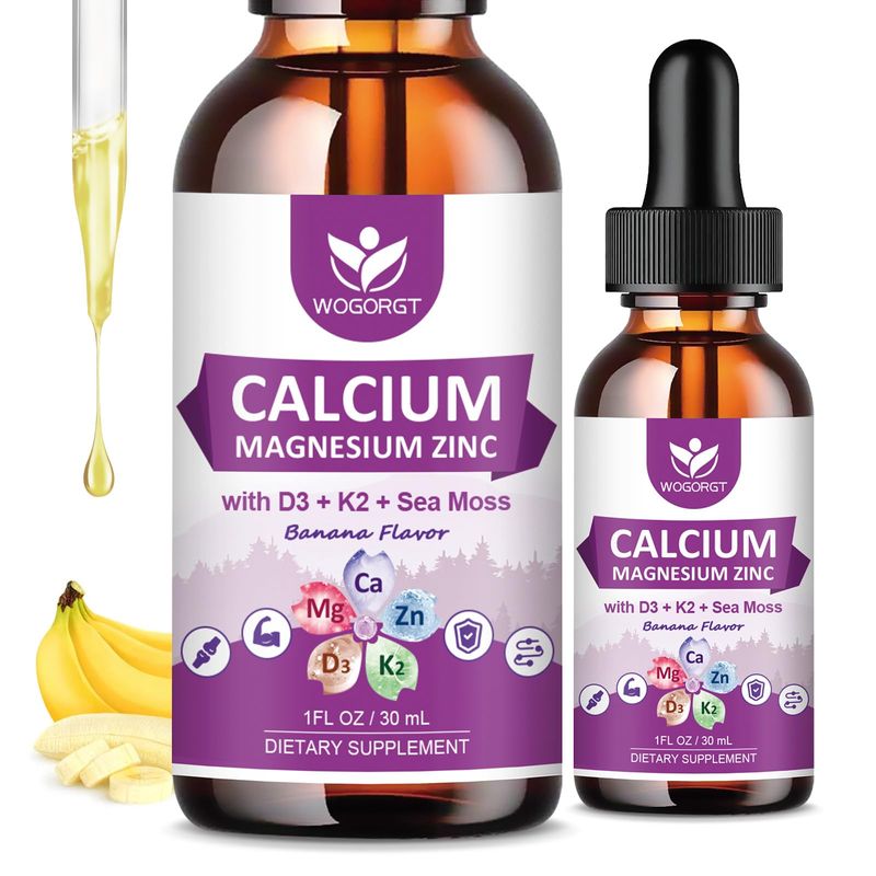 Calcium Magnesium Zinc Liquid Drops with Vitamin D3 K2, Sea Moss ...
