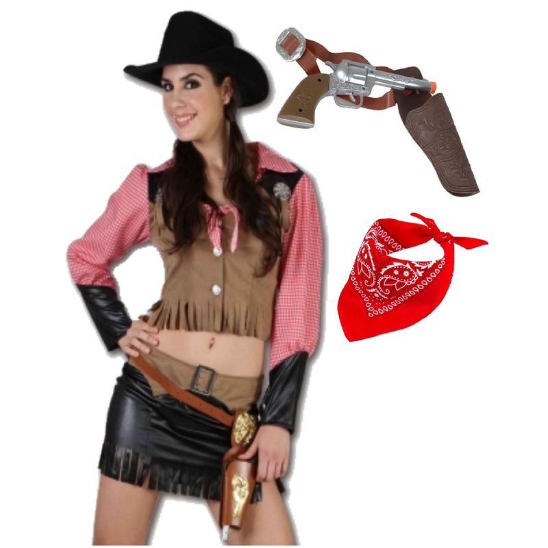 Mega_Jumble Ladies Rodeo Girl Costume Wild West Western Cowgirl Fancy ...