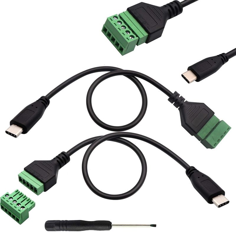 RUNCCI-YUN USB C Cable to Screw Terminal Block,Male USB C to 5Pin Terminal Block Charging and ...