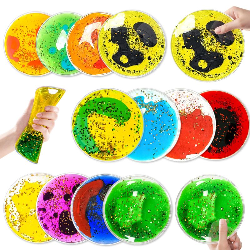 Qoytqoy Squishy Liquid Sensory Gel Tiles 12 Packs - Circle Sensory ...