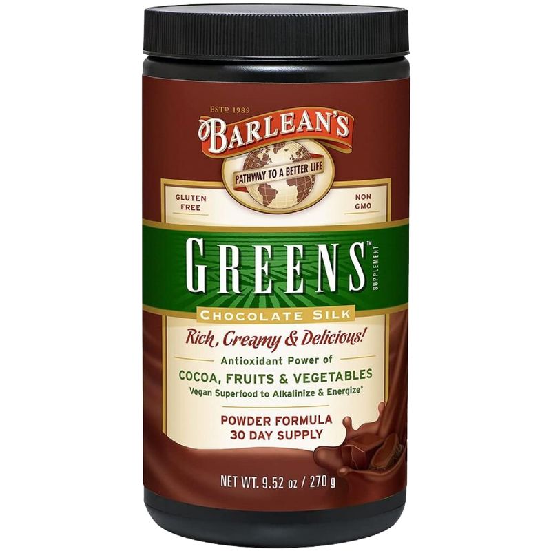Barlean's Chocolate Greens Powder, Daily Fruits & Veggies Superfood ...