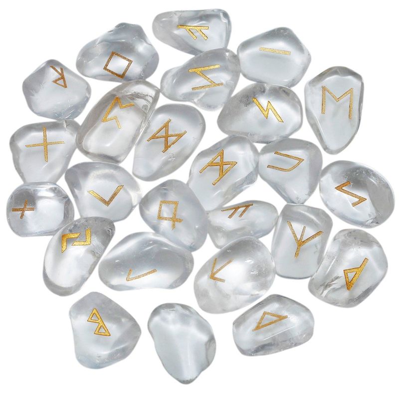 mookaitedecor Natural Clear Quartz Runes Stones Set of 25, Viking Norse ...