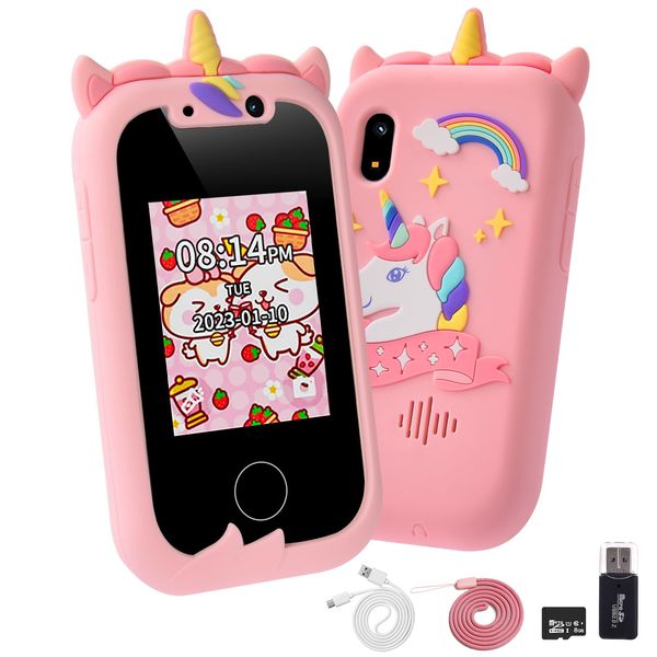Ainiv Kid Smart Phone for Girls, Pink Unicorns Kids Toy Phone Gifts ...