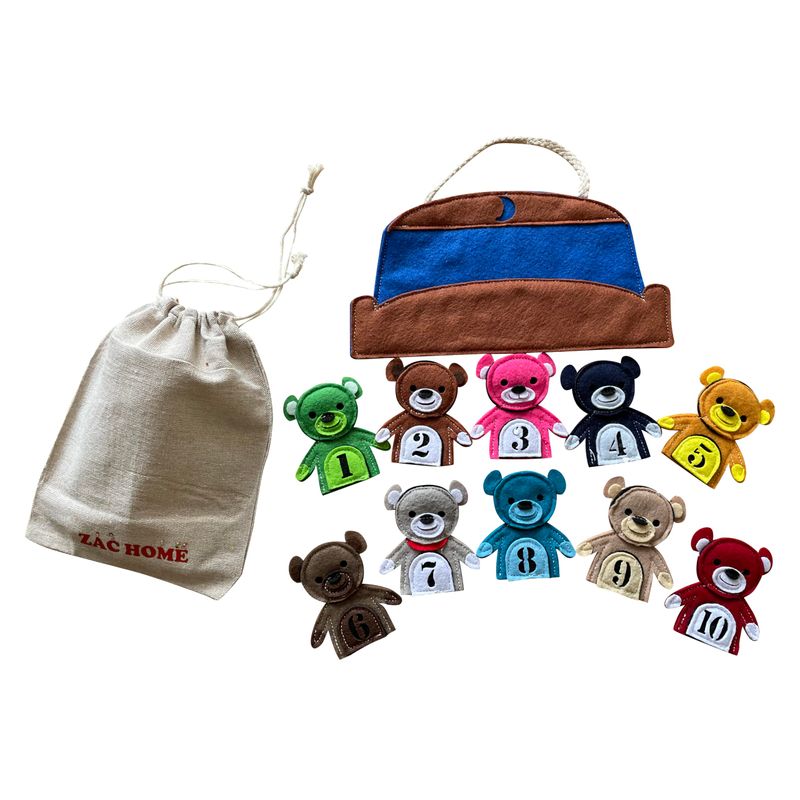 10 in the Bed Finger Puppet Set – Colorful Bear Finger Puppets with ...