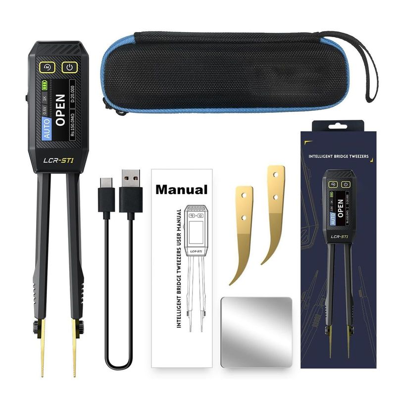 LCR Meter Tester Smart Bridge Tweezer Kit LCR Digital Bridge Tester ...