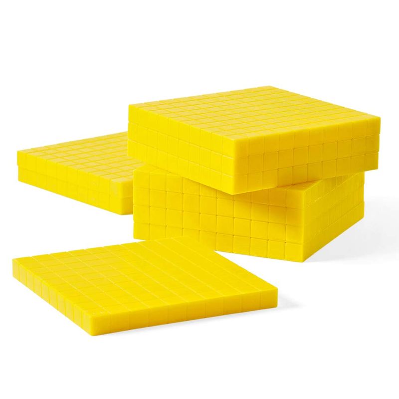 hand2mind 10 Blocks, Yellow Plastic Base Ten Flats, Place Value ...