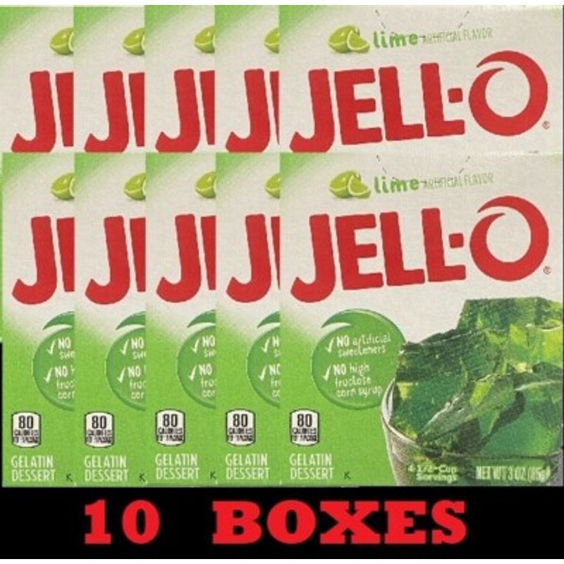 10x Jello LIME Gelatin Dessert 3 oz Box Jell-O - 10 BOXES BULK - FREE SHIP - Online Marketplace ...