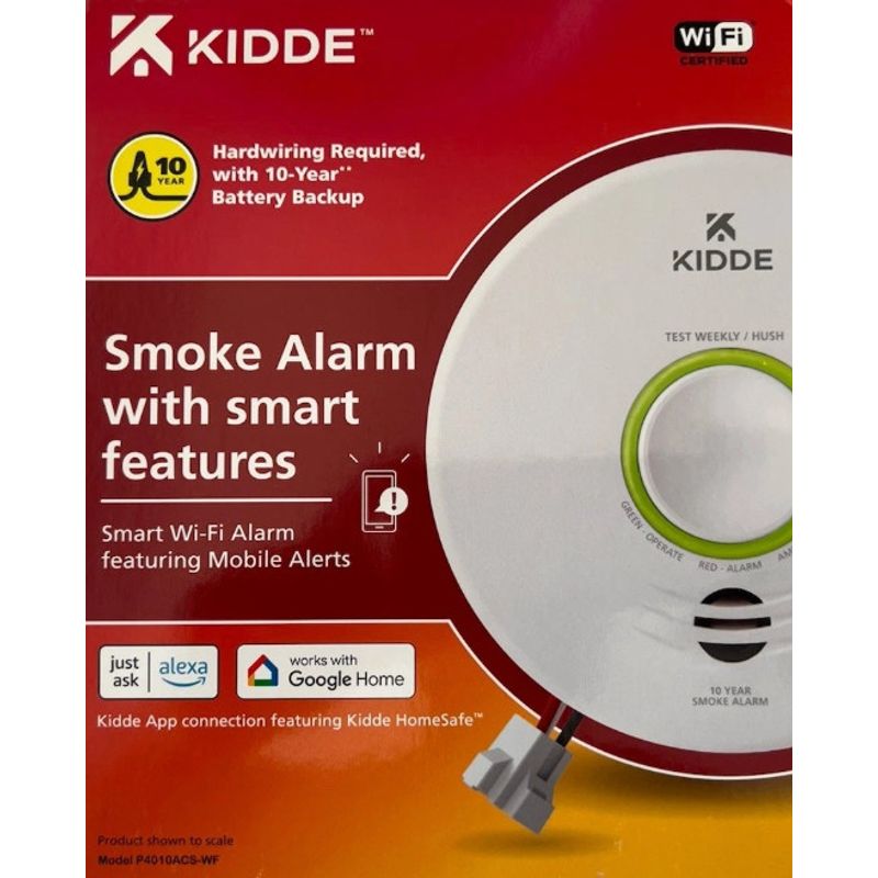Kidde Hardwired Smart Smoke Detector, 10-Year Battery Backup, Wi-Fi ...