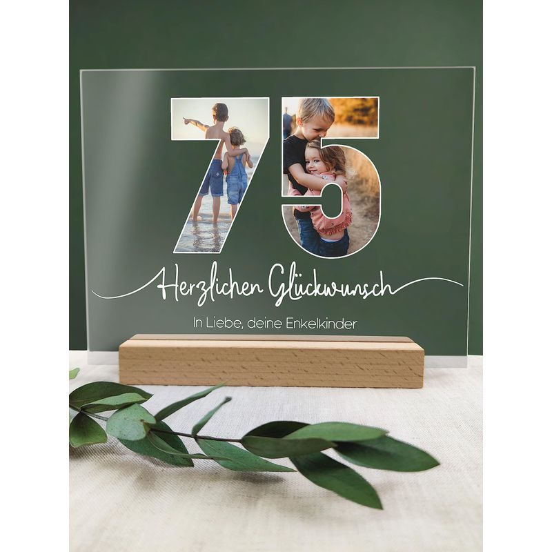 75 Geburtstag - Foto Acryl Tafel - 75 Geburtstag Dekoration ...