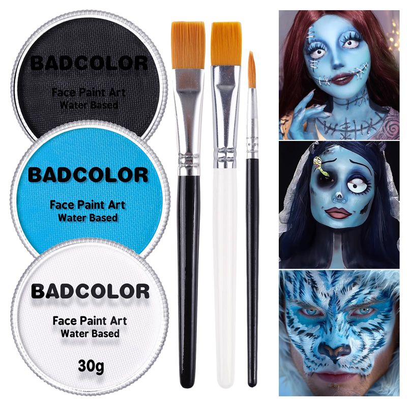 White Black & Light Blue Sally Makeup Face Body Paint, Corpse Bride ...