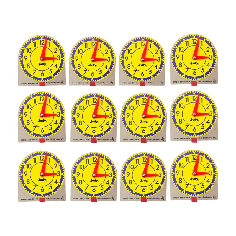 Carson Dellosa 12PC Judy Clock Set, 4" x 4" Mini Clocks for Kids ...