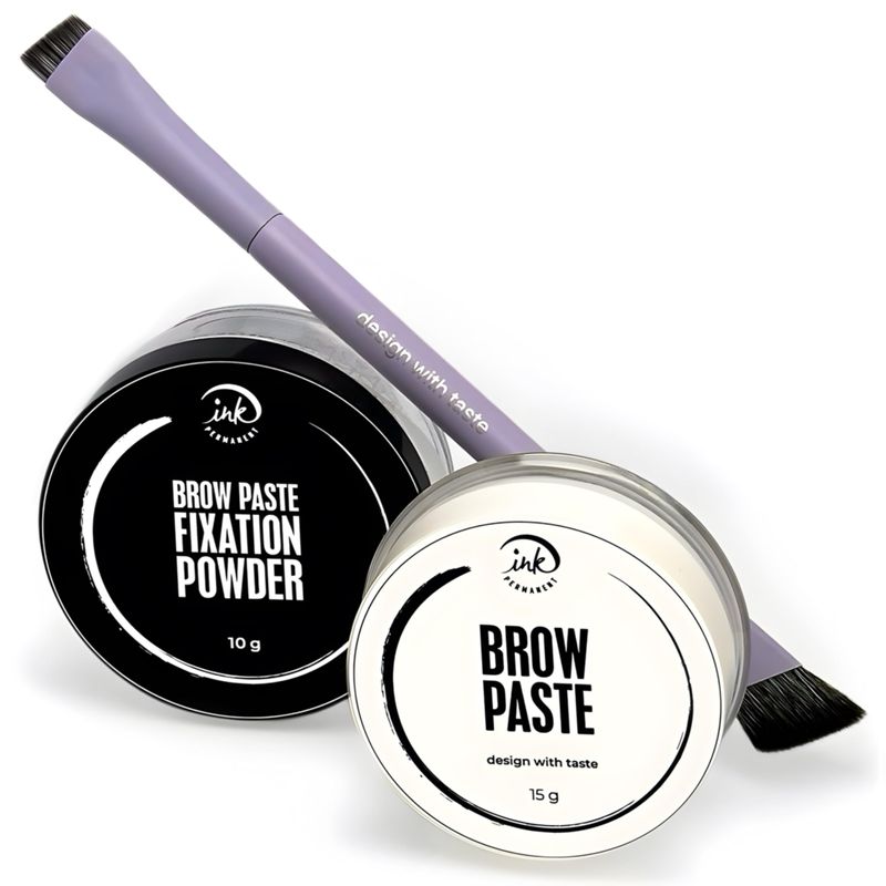 Ink Permanent Eyebrow Mapping Kit with Setting Powder, Eyebrow Brush ...