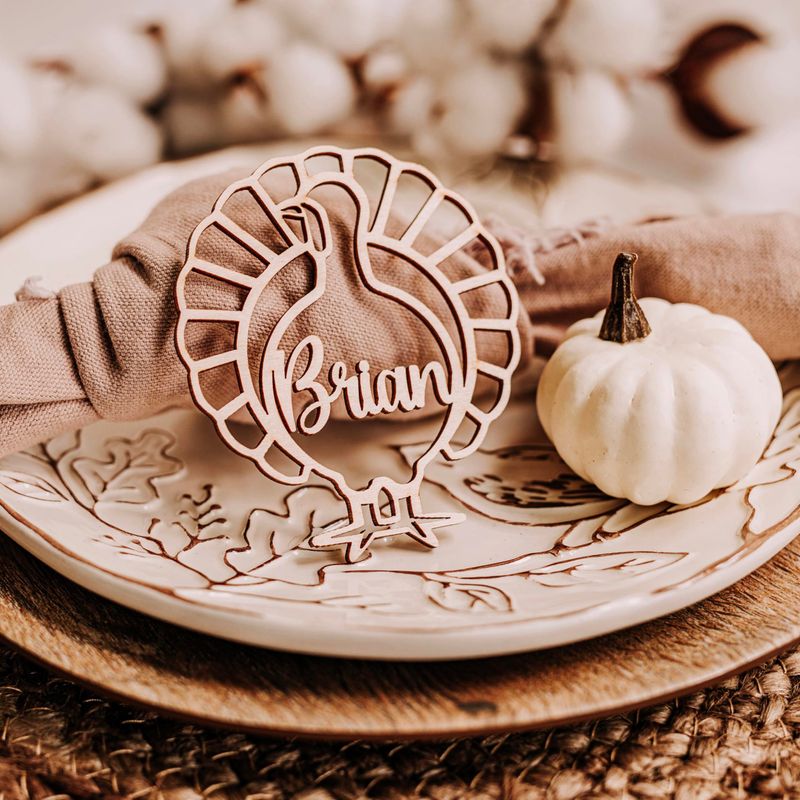 Customized Turkey Name Tags for Thanksgiving, Personalized Fall Holiday ...