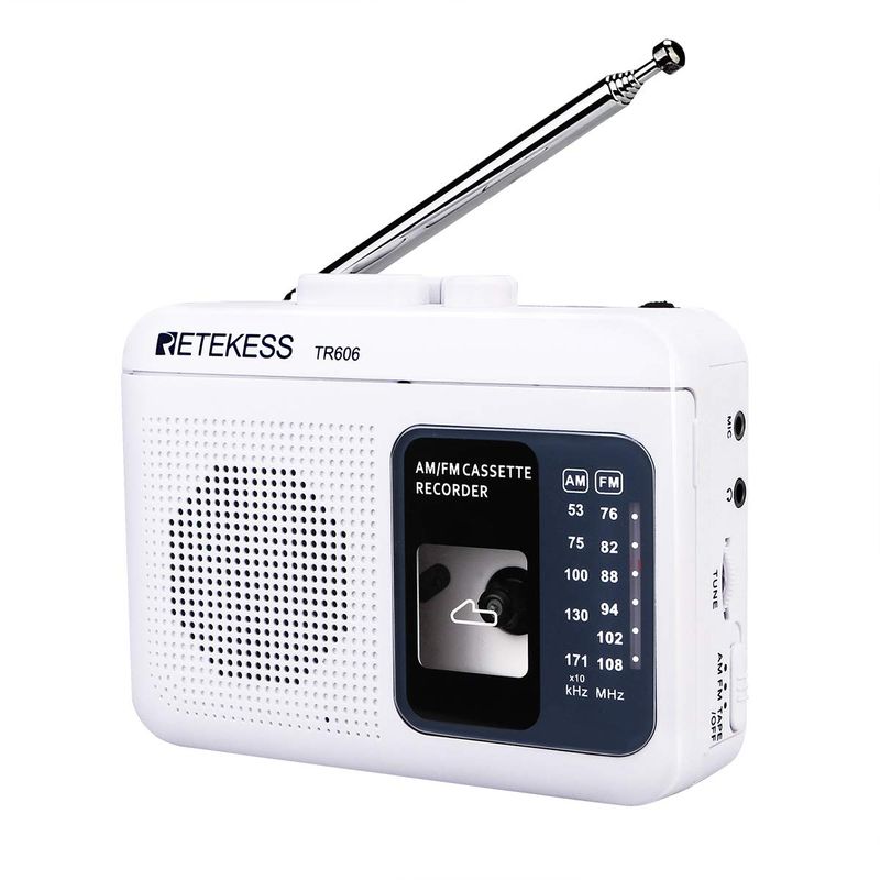 Retekess TR606 Portable Radio, FM AM Radio with Cassette Playback Voice ...
