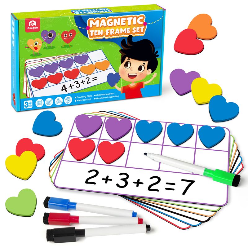 Coogam Magnetic Ten Frame Set, Math Manipulative Games for Kids with 6 ...