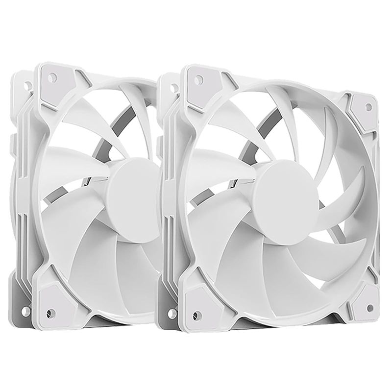 2 x Fan PC Case 120 mm White Quiet Desktop Anti-Vibration Connector 3 ...