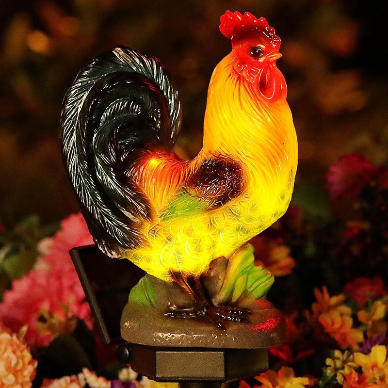ZFNN Solar Rooster Lights Outdoor Decorative,Solar Chicken Decor Garden ...