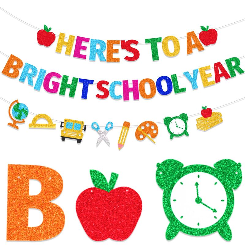 HOWAF Here's to a Bright School Year Banner,Back to School Garland ...