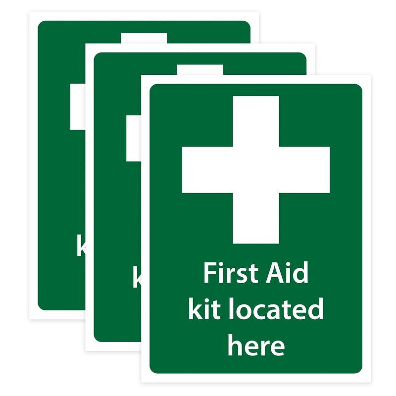 RDLCAR First Aid Sign Pack of 3 First Aid Kit Sign Located Here Durable ...