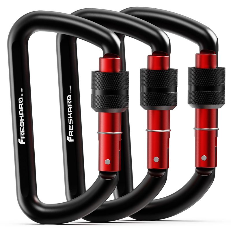 FresKaro Carabiner Clip Heavy Duty, Strong 12kN Screw-gate Aluminum ...