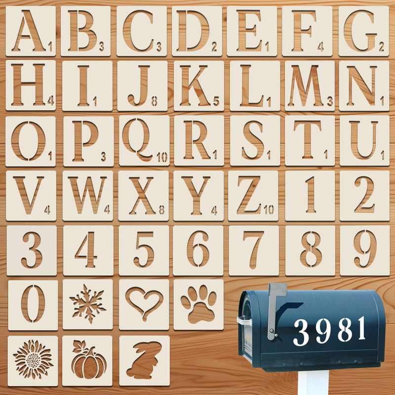 2 Inch Letter Stencils 42 Pcs Numbers Craft Stencils Plastic Letter ...