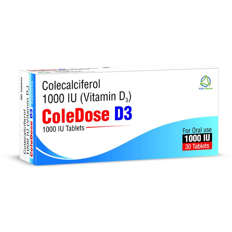 Vitamin D 1000 IU –Equivalent to 25 mcg - ColeDose D3, Premium Vitamin ...