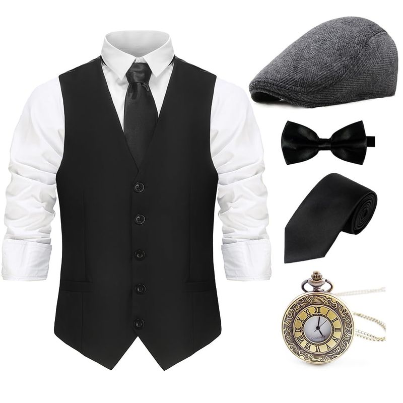 Gionforsy 1920s Mens Vest Accessories Gatsby Gangster Costume ...