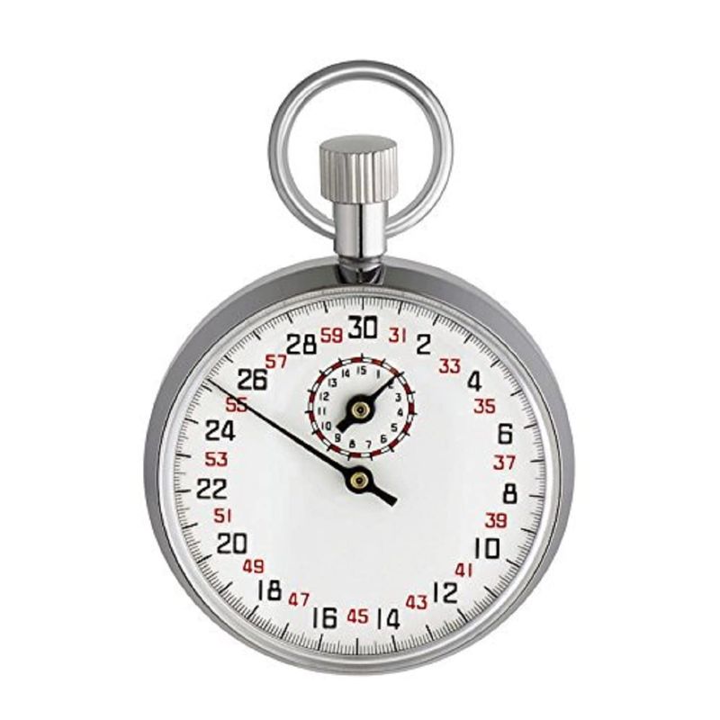 TFA Dostmann Mechanical Stopwatch 15min/1/10sec Chrome Silver, Included Neck Belt and Bag ...