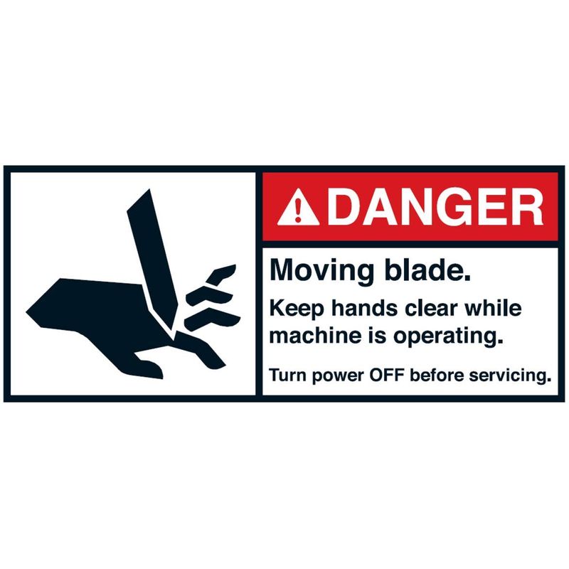 Warning Sticker Danger Moving Blade Keep Hands Clear While Machine is ...