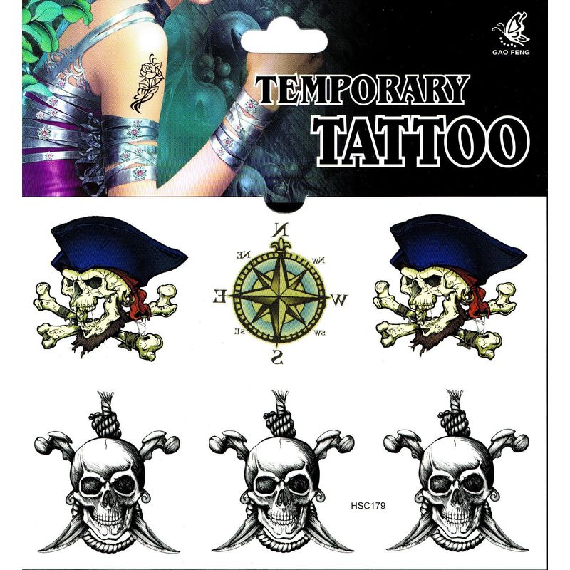 Skull Tattoo 1 Bogen Fake Tattoo einmal tatoo tatto temporary Totenkopf ...