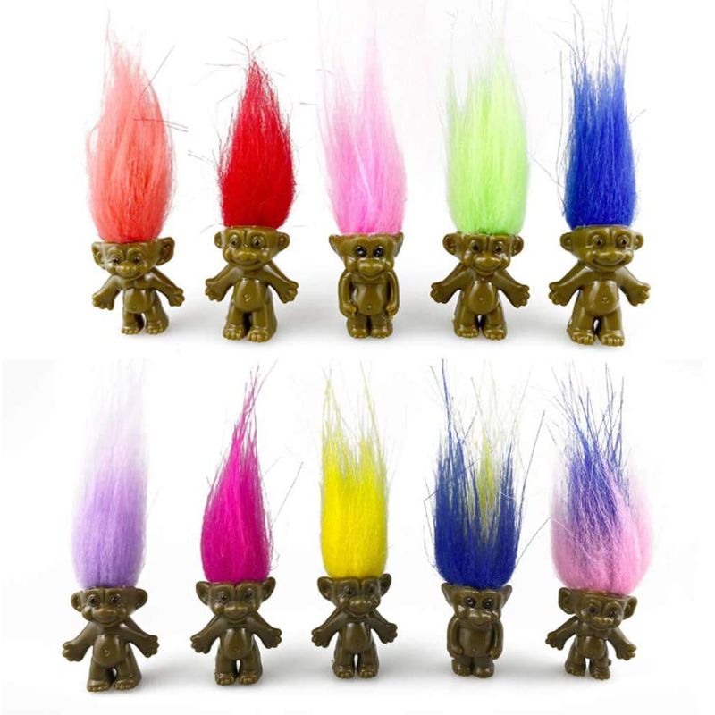 10Pack Black PVC Vintage Troll Dolls,Good Lucky Dolls Chromatic ...