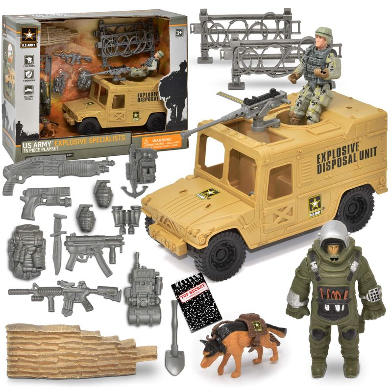 US Army Men Action Figure Playset, Explosive Specialists 15 Piece Set ...