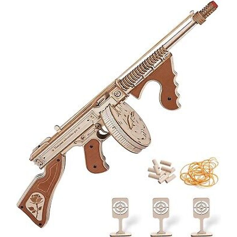 ROKR Thompson Submachine Gun 3D Wooden Puzzle Model Adults DIY Boys ...
