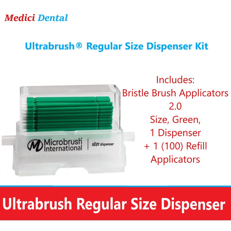 Dental Microbrush Ultrabrush Dispenser + 100 Bristle Brush Applicators ...
